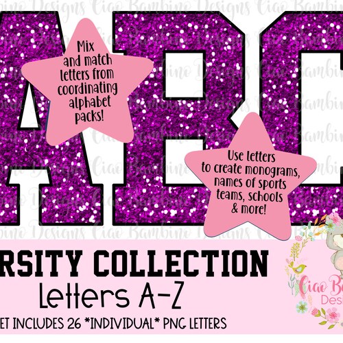 Silver Glitter Alphabet Pack /glitter Varsity Letters A Z - Etsy