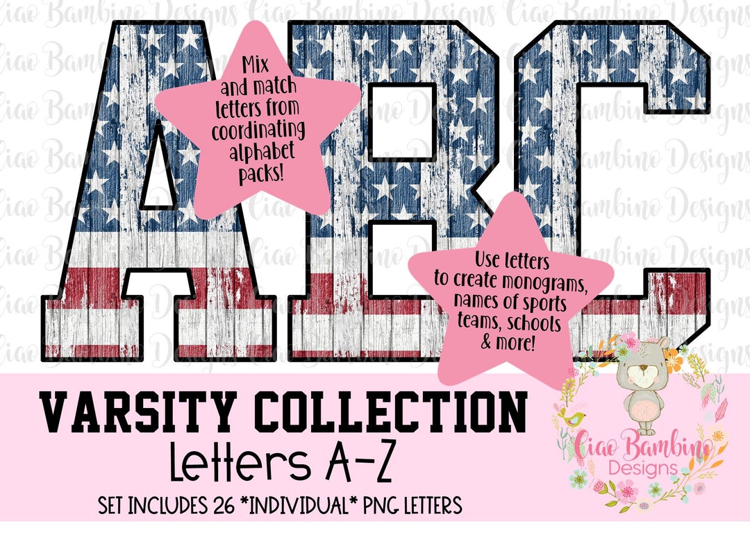 Distressed Patriotic Alphabet Pack / USA Alphapack / Letters A - Z for ...