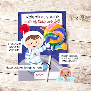 Printable Astronaut Valentine's Day Card / Print Your Own Astronaut Boy ...