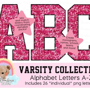Hot Pink Glitter Alphabet Pack / Glitter Varsity Letters A - Z for ...