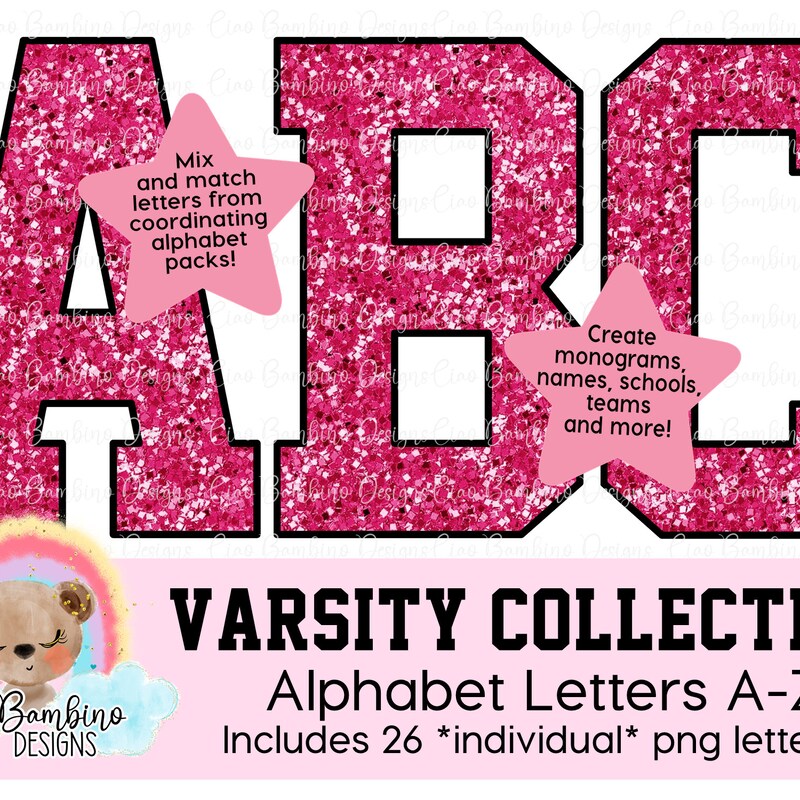 Pink Glitter Letters - Etsy