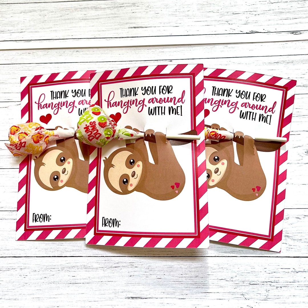Sloth Valentine Cards for Kids Printable | Sloth Treat Holder Valentine ...