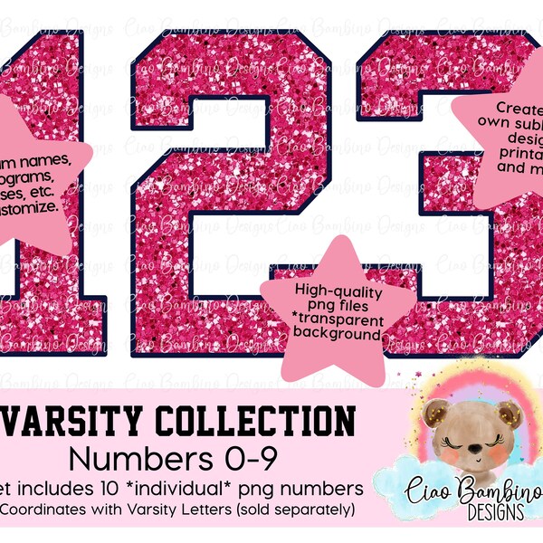 Pink Glitter Number - Etsy