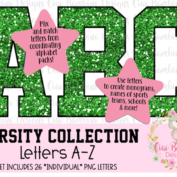 Green Glitter Sticker Letters - Etsy