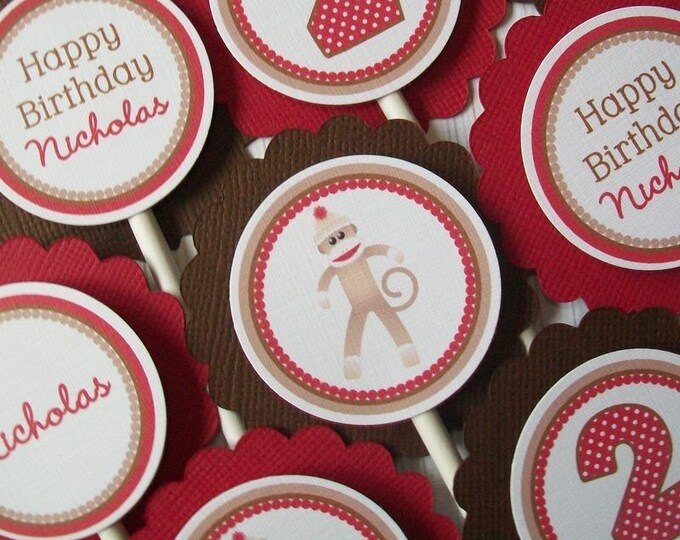 Sock Monkey Cupcake Toppers - Etsy