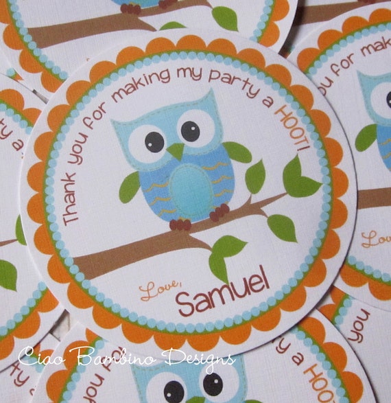 Items similar to Look Whooo's Having a Birthday- Owl Favor Tags for ...