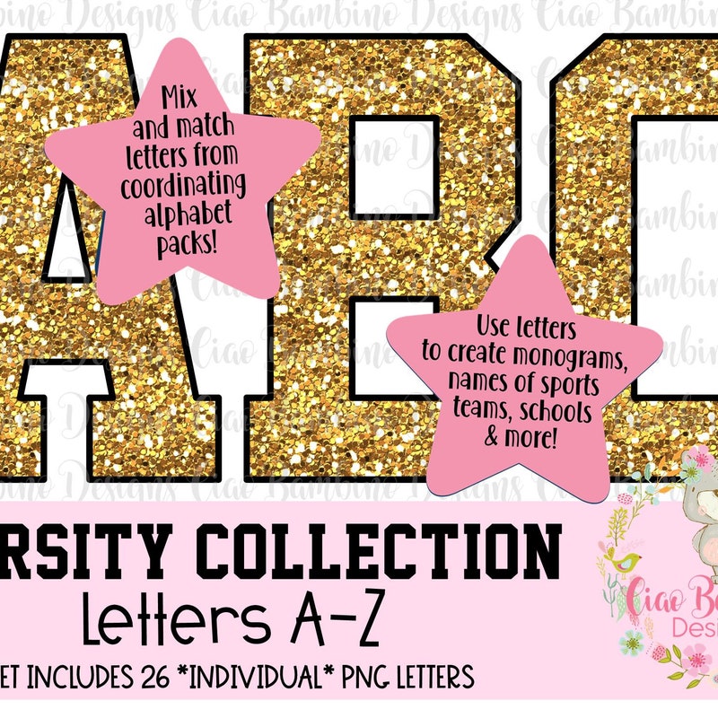 Gold Glitter Letters - Etsy