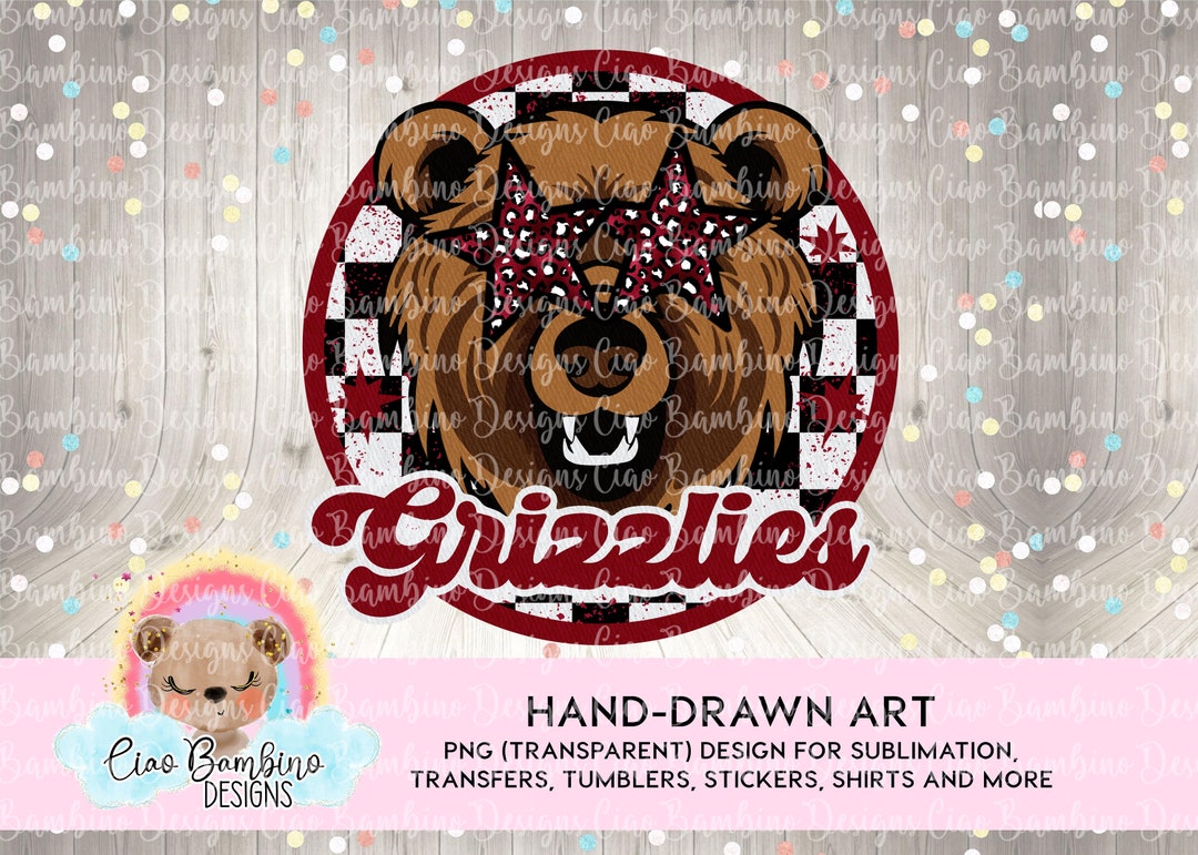 Grizzlies Mascot PNG for Sublimation Designs, Stickers, School Spirit ...