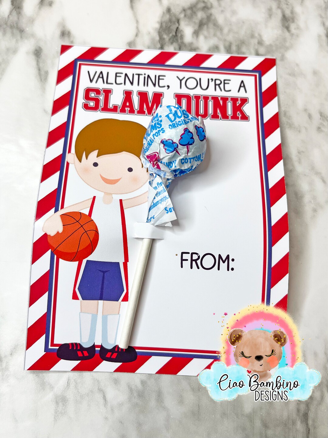 INSTANT DOWNLOAD / Boys Basketball Valentine's Day Card / Easy DIY ...