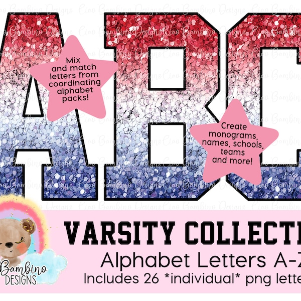 Red White and Blue Letters - Etsy