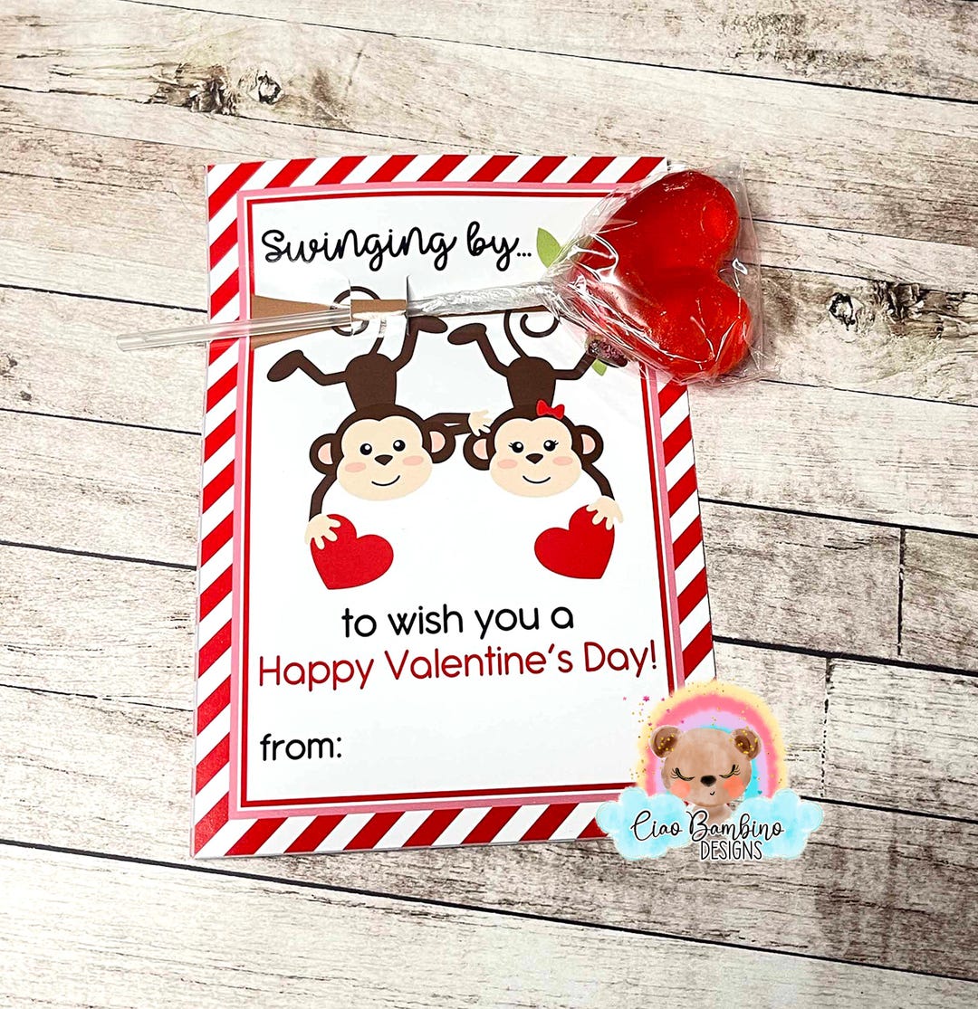 PRINTABLE Monkey Valentine's Day Cards / Print Your Own Valentines ...