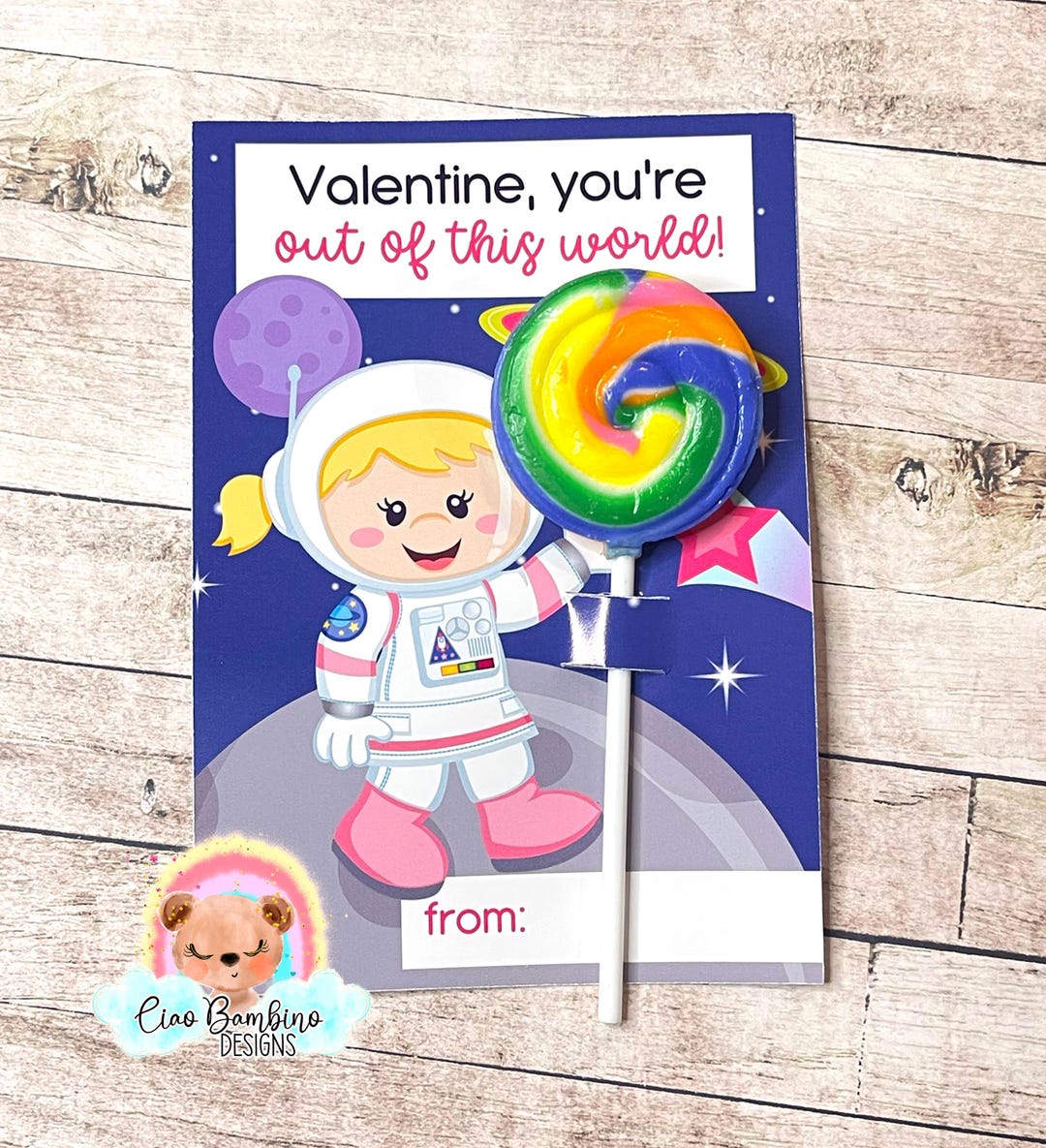 Printable Astronaut Valentine's Day Card / Print Your Own Astronaut ...