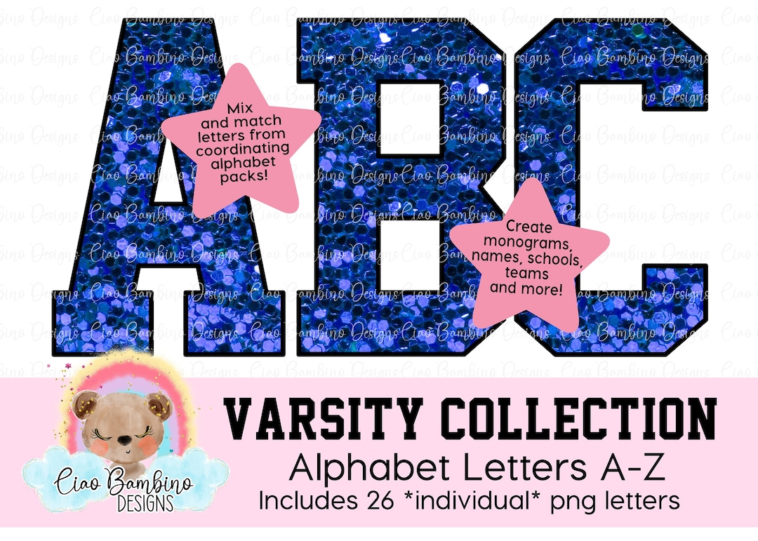 Royal Blue Chunky Glitter Alphabet Pack /glitter Varsity Letters A - Z ...