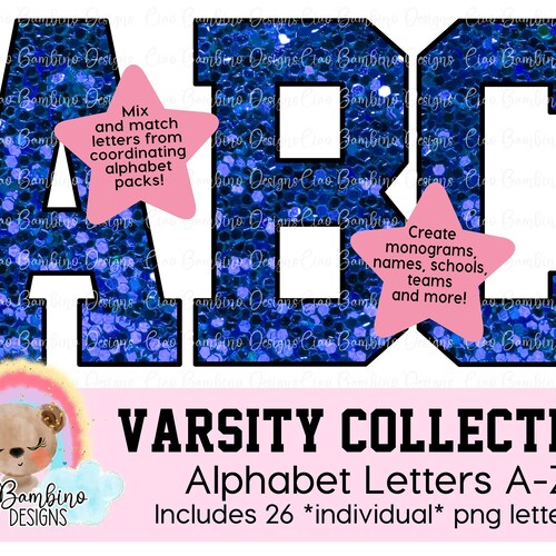Red Glitter Alphabet Pack / Glitter Varsity Letters A Z for - Etsy