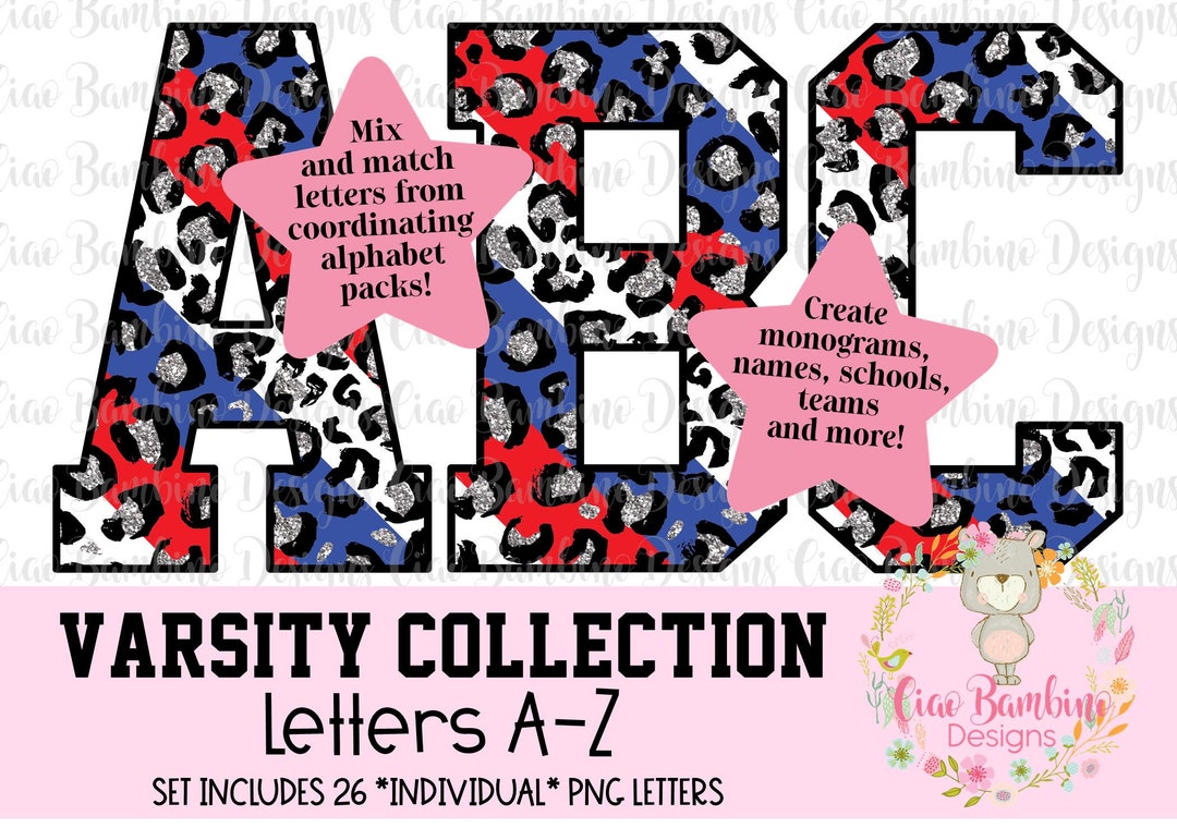 Red White & Blue Leopard Alphabet Pack / Cheetah Print Alphapack ...