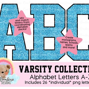 Bright Blue Glitter Alphabet Pack /glitter Varsity Letters A - Z for ...