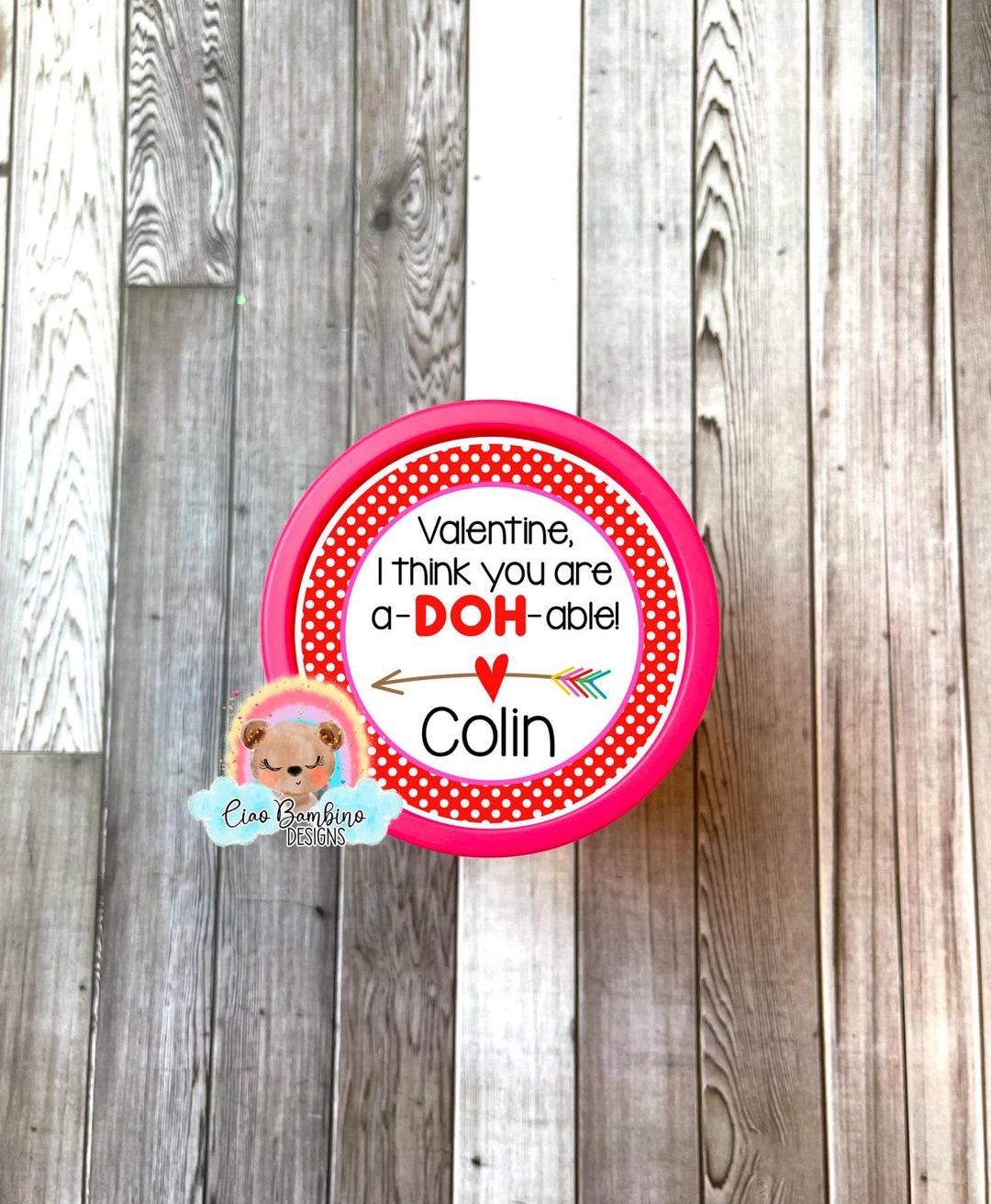 20 Personalized Play Doh Valentine's Day Tags or Stickers / Fit Lids of ...