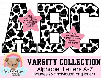 Cow Print Letters Stickers - Etsy