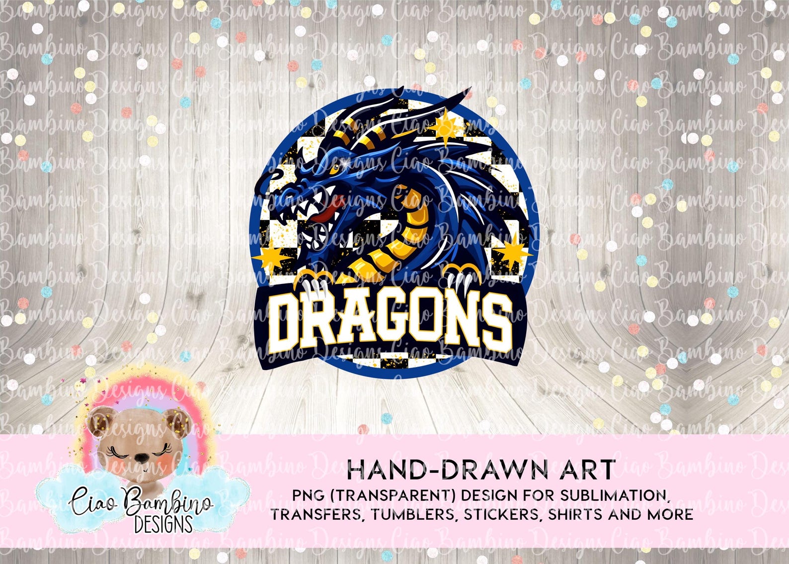 Dragons Mascot Clipart | PNG Clip Art for Sublimation Designs, School ...