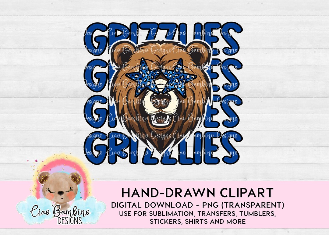 Grizzlies Mascot PNG for Sublimation Designs, Stickers, School Spirit ...