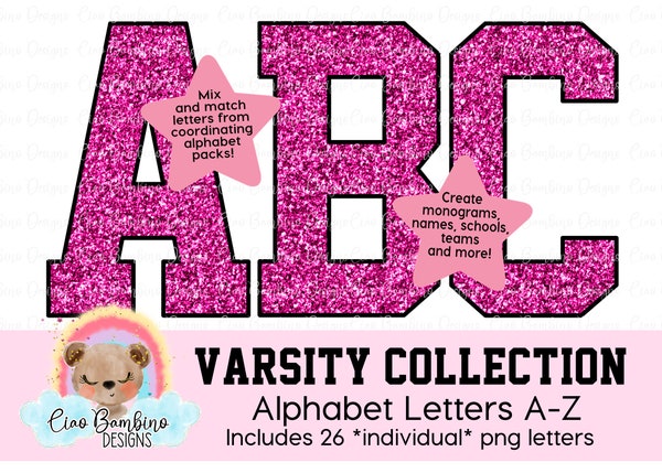Pink Glitter Letters and Numbers, Pink Glitter Alphabet, Pink Glitter ...