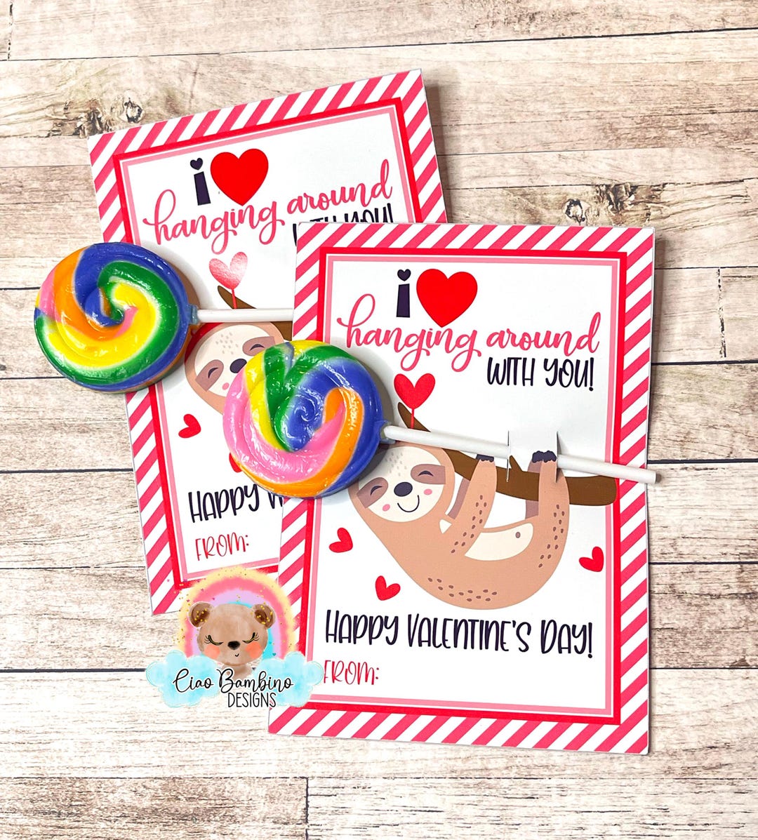 INSTANT DOWNLOAD Sloth Valentine's Day Card / Print Your Own Cute Sloth ...
