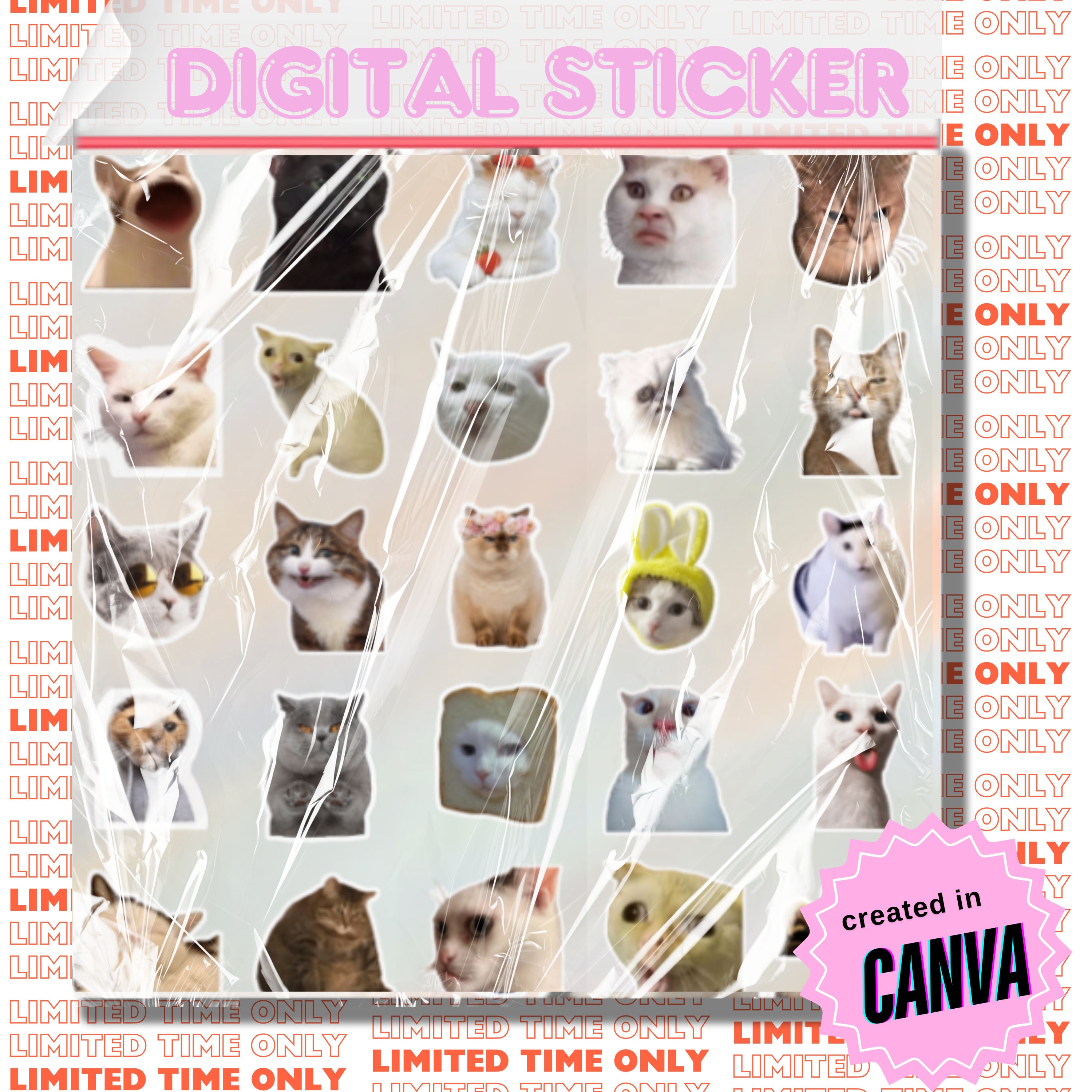 Meme Cat Sticker Bundle Affordable Printable Digital Sticker Funny Cat ...