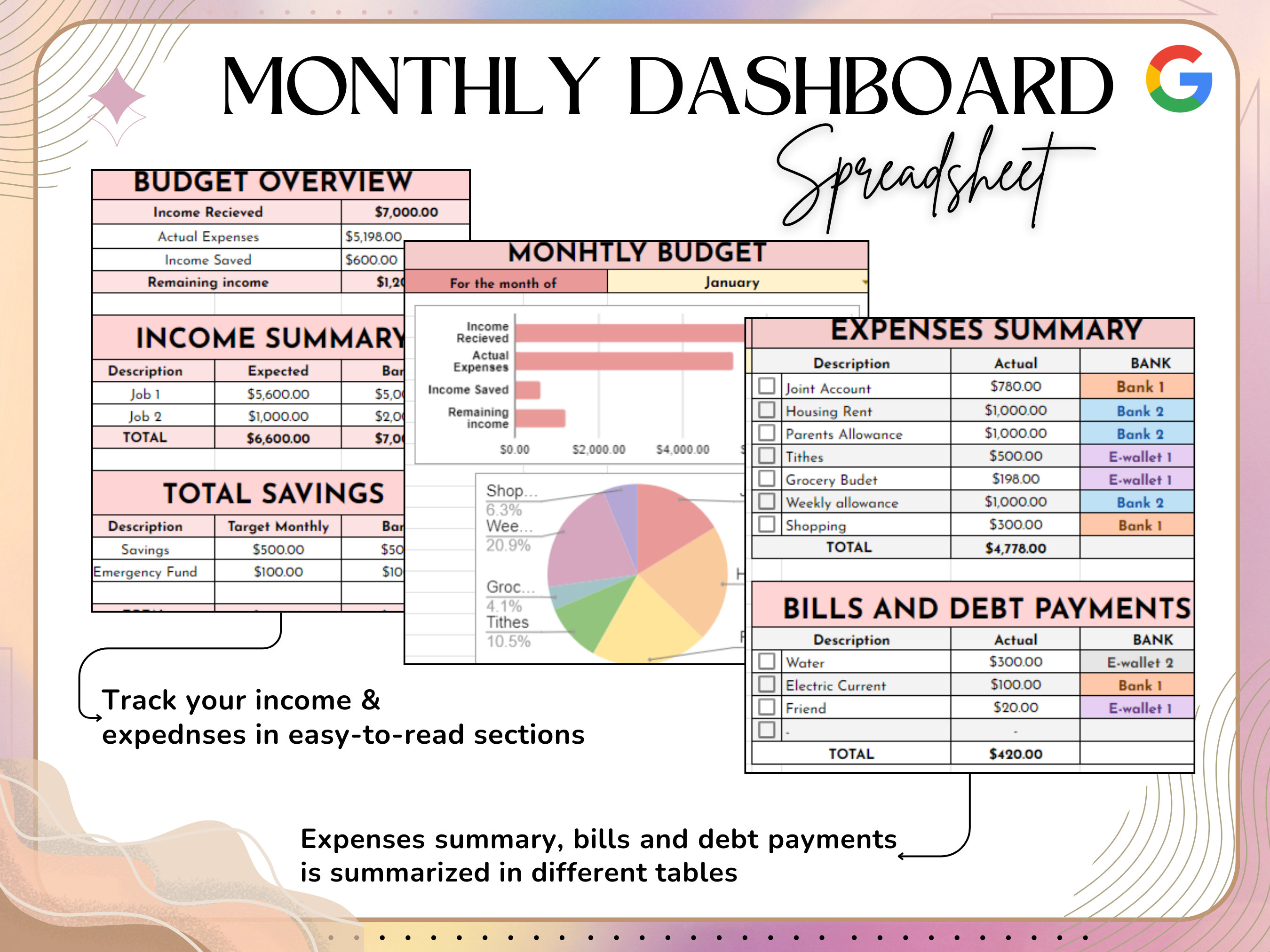 BUDGET Tracker Spreadsheet, EDITABLE, Easy CHEAP Tracker, Budget ...