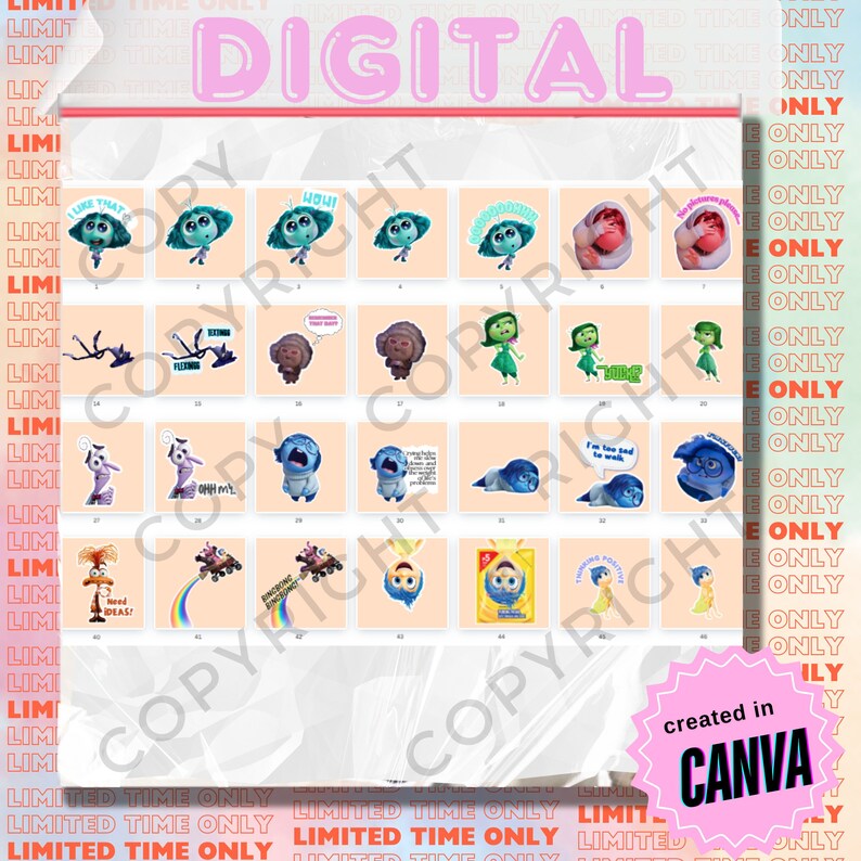 Inside Out 2 Digital Clipart / Vergüenza Ansiedad Envidia Ennui ...