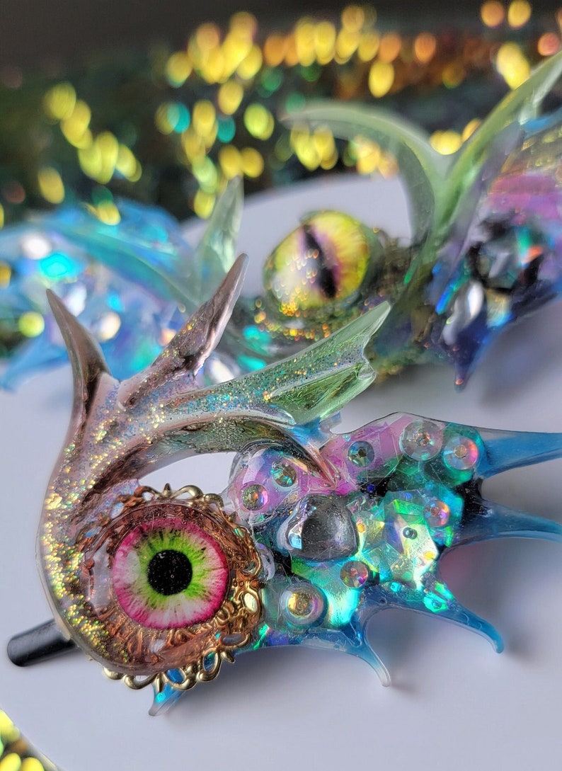 Double Cyclops Bat Resin Hairclips Handmade Fantasy & Festival ...