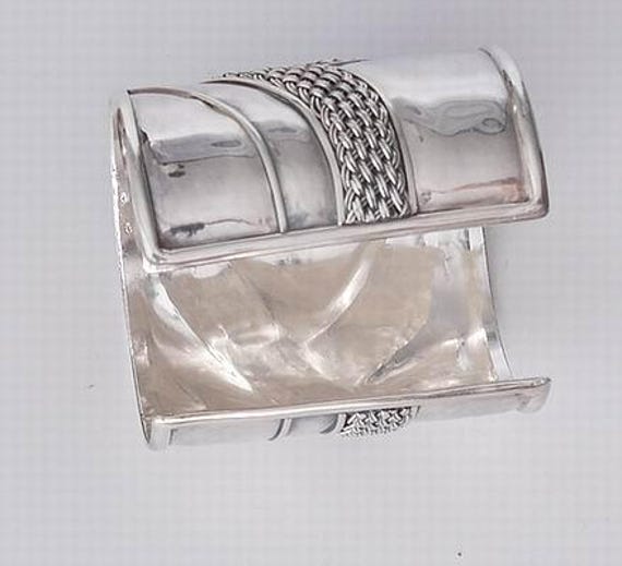 Sterling Silver Wide Cuff - Gem