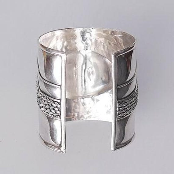 Sterling Silver Wide Cuff - Gem