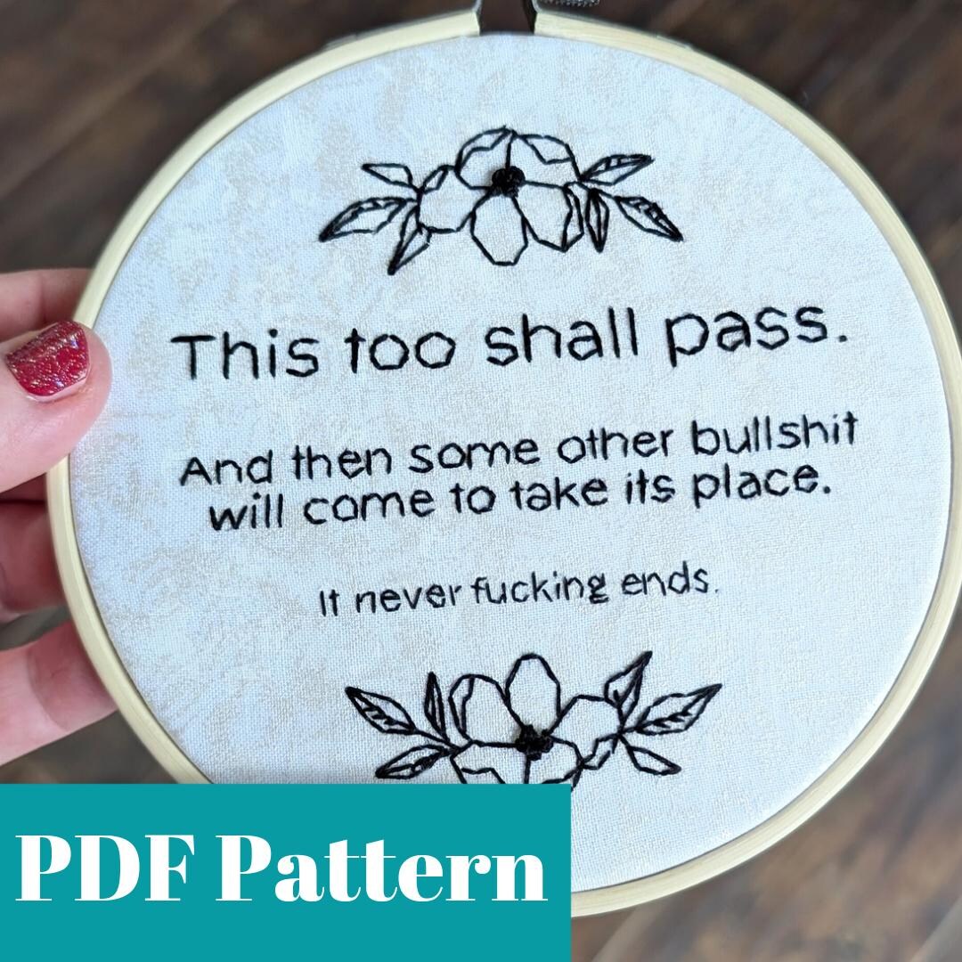 This Too Shall Pass Embroidery Pattern PDF Download - Etsy