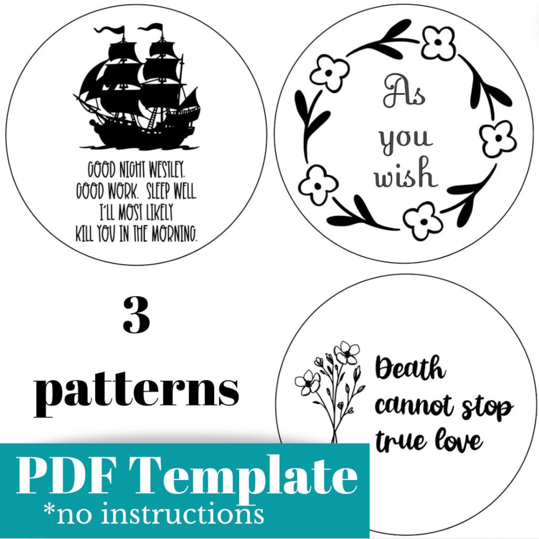 Princess Bride 3-pack Embroidery Template PDF Download *no Instructions ...