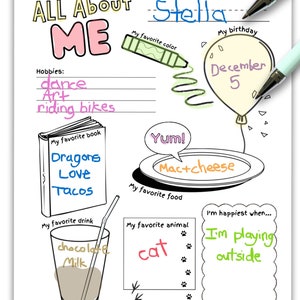 Kid's Coloring Activity, All About Me, Teacher Printable, Preschool ...