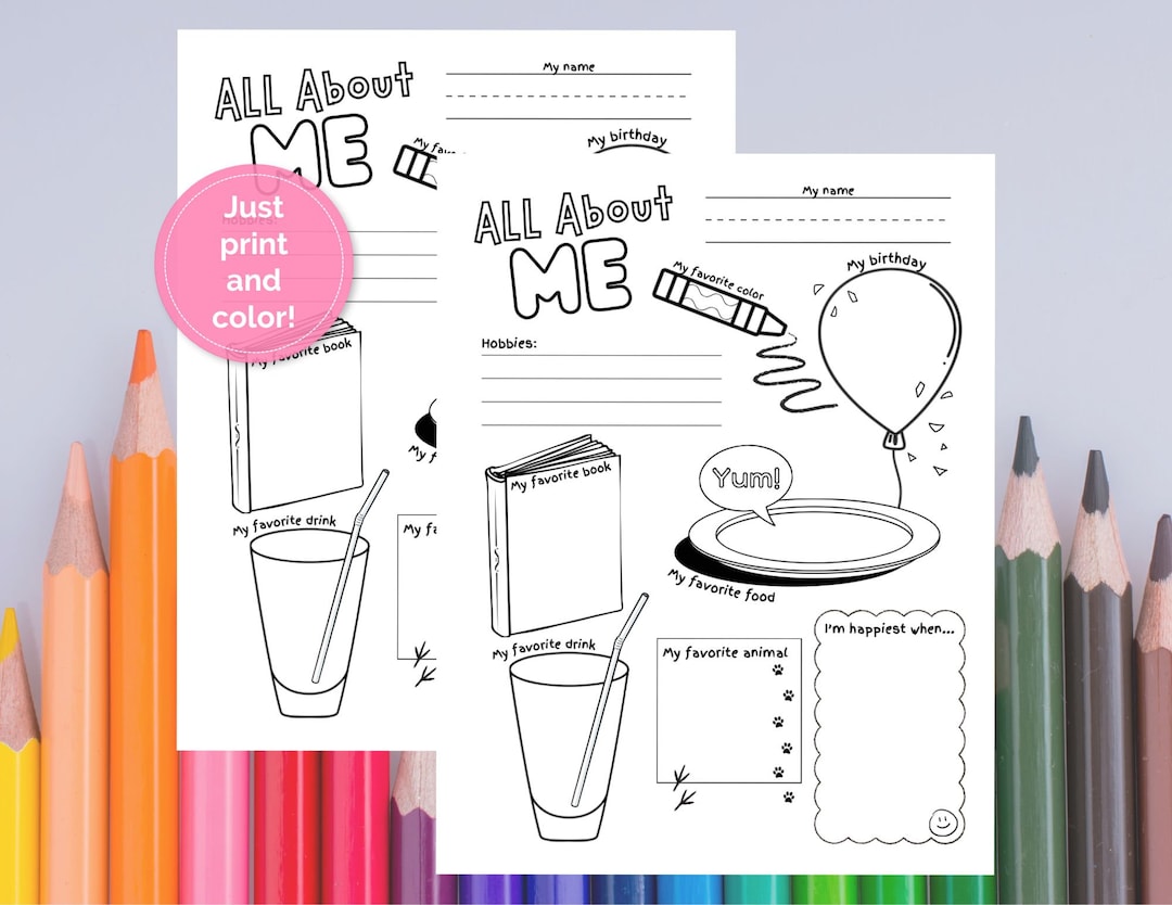 Kid's Coloring Activity, All About Me, Teacher Printable, Preschool ...