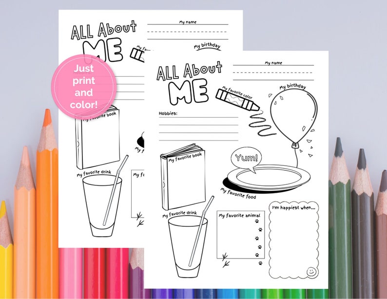 Kid's Coloring Activity, All About Me, Teacher Printable, Preschool ...