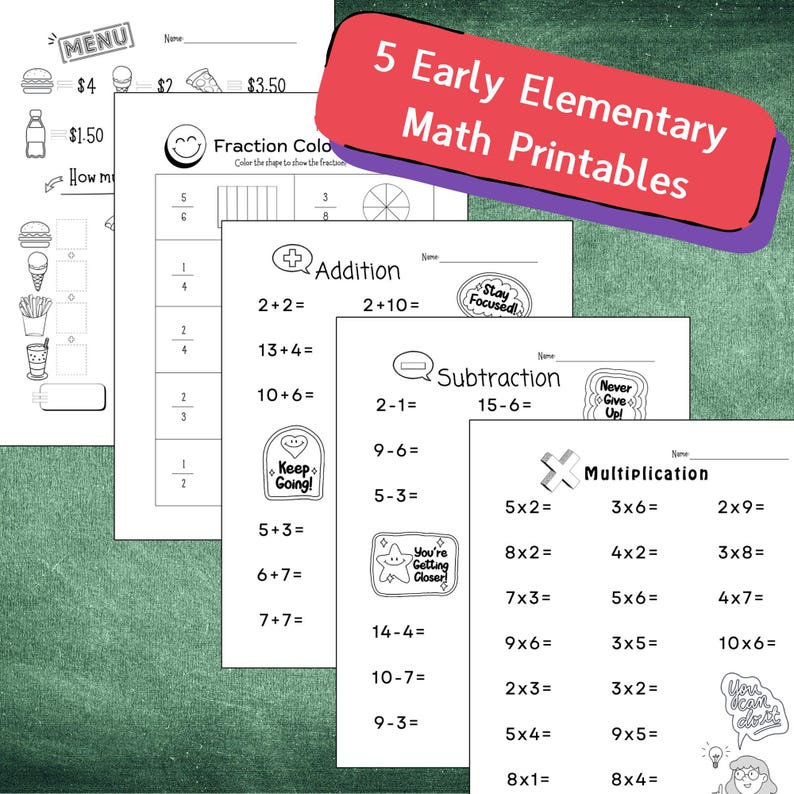 Early Elementary Math Printable Worksheets - Etsy