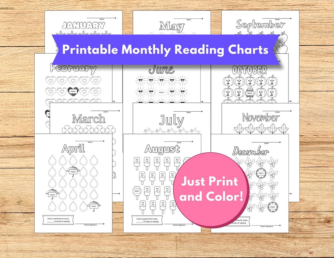 Monthly Reading Reward Charts, Teacher Printables - Etsy
