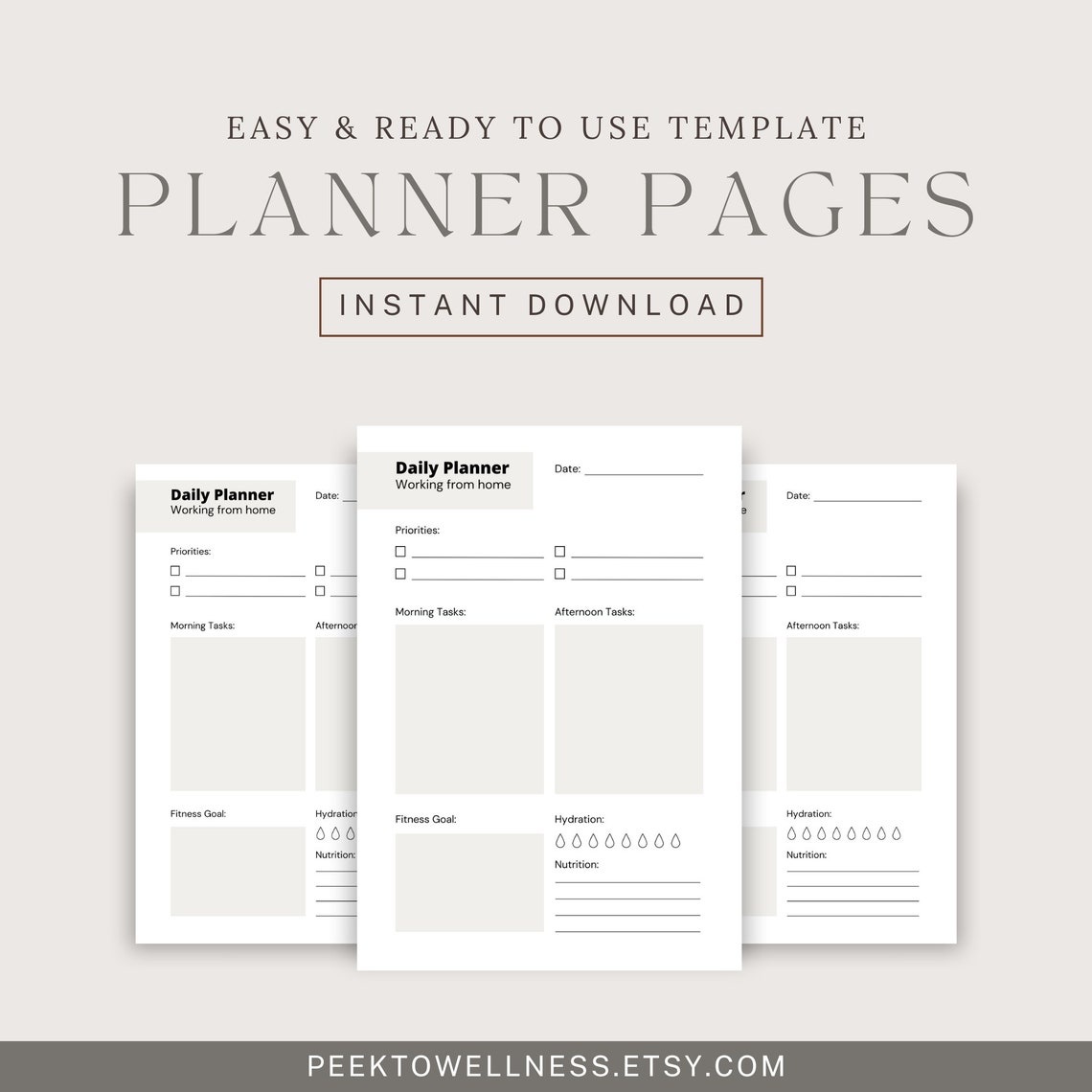 Printable Daily Working From Home Planner, to Do List, Hydration ...