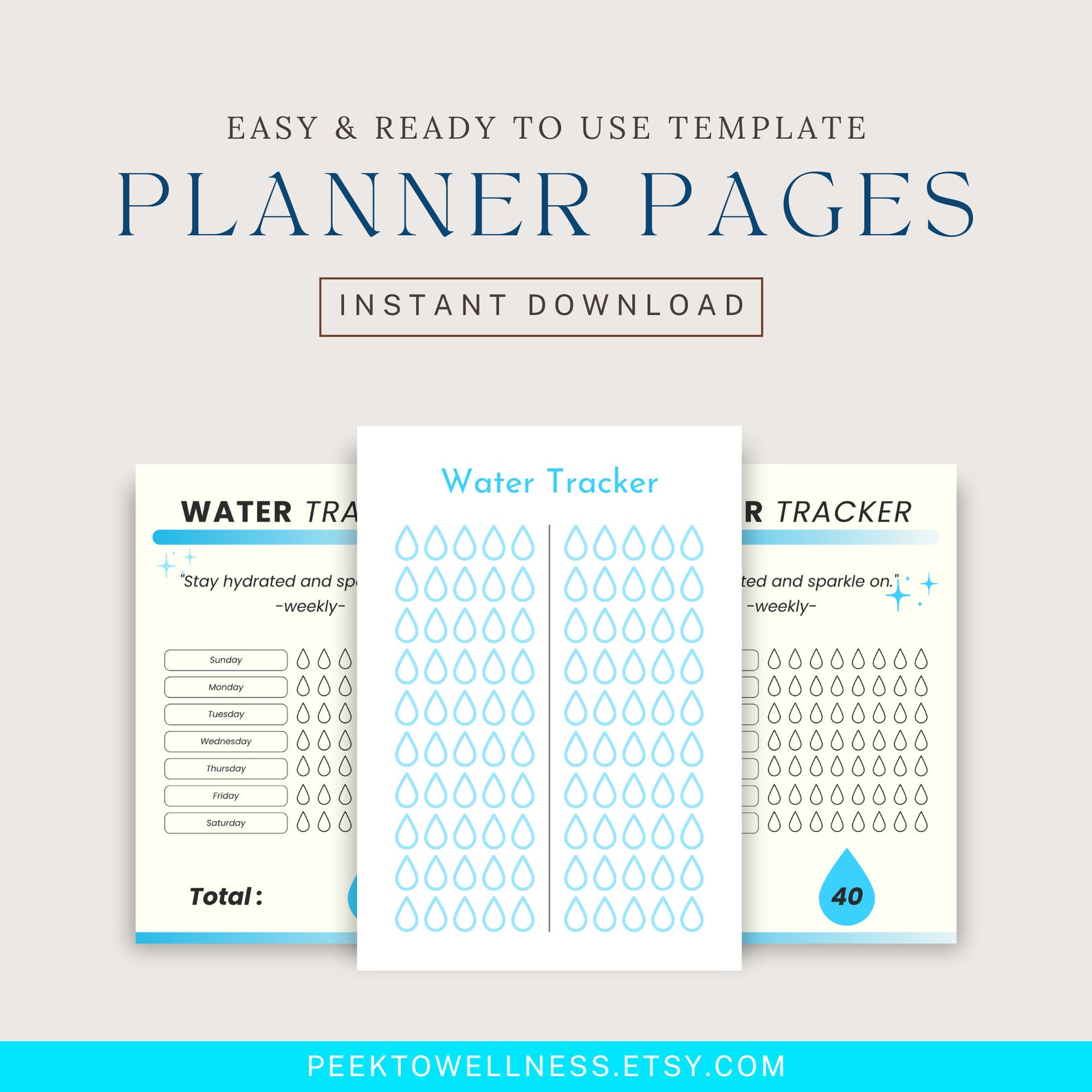 Water Tracker, Printable Monthly Water Tracker,water, Hydration Tracker ...