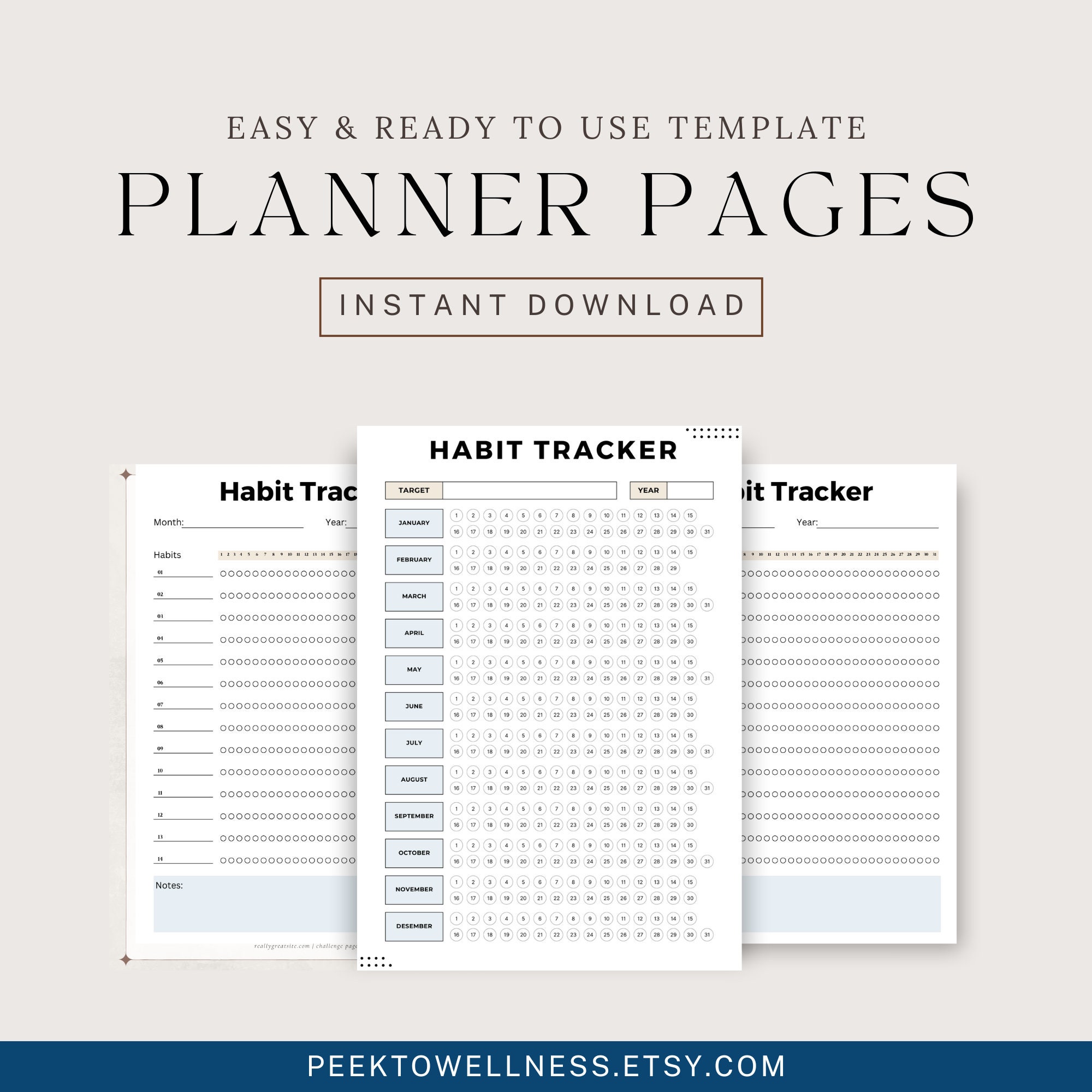 Habit Tracker Printable, Habit Tracker Template, Routine Tracker, 7 Day ...