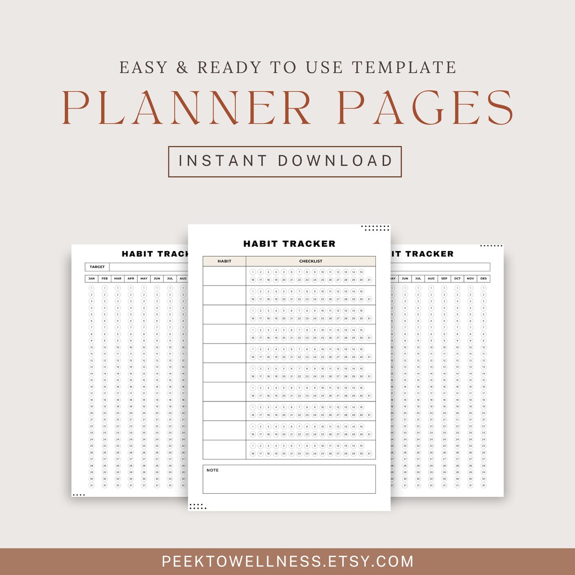 2024 Habit Tracker Printable,habit Tracker Digital Yearly, Monthly ...