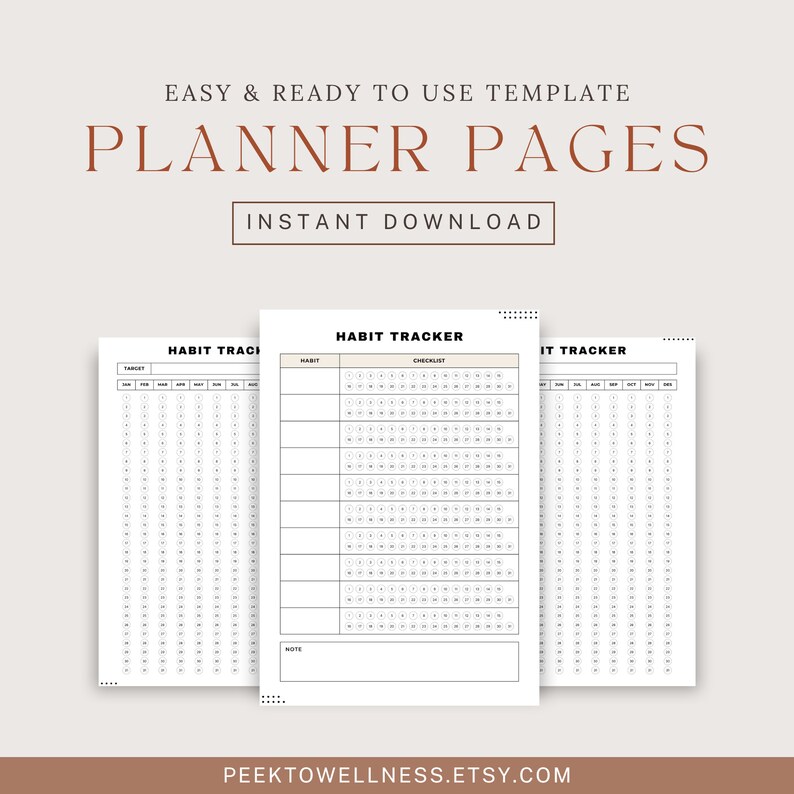 2024 Habit Tracker Printable,habit Tracker Digital Yearly, Monthly ...