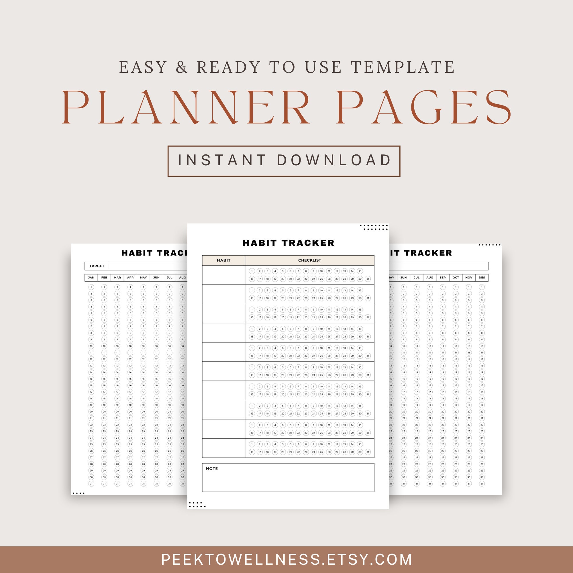 2024 Habit Tracker Printable,habit Tracker Digital Yearly, Monthly ...