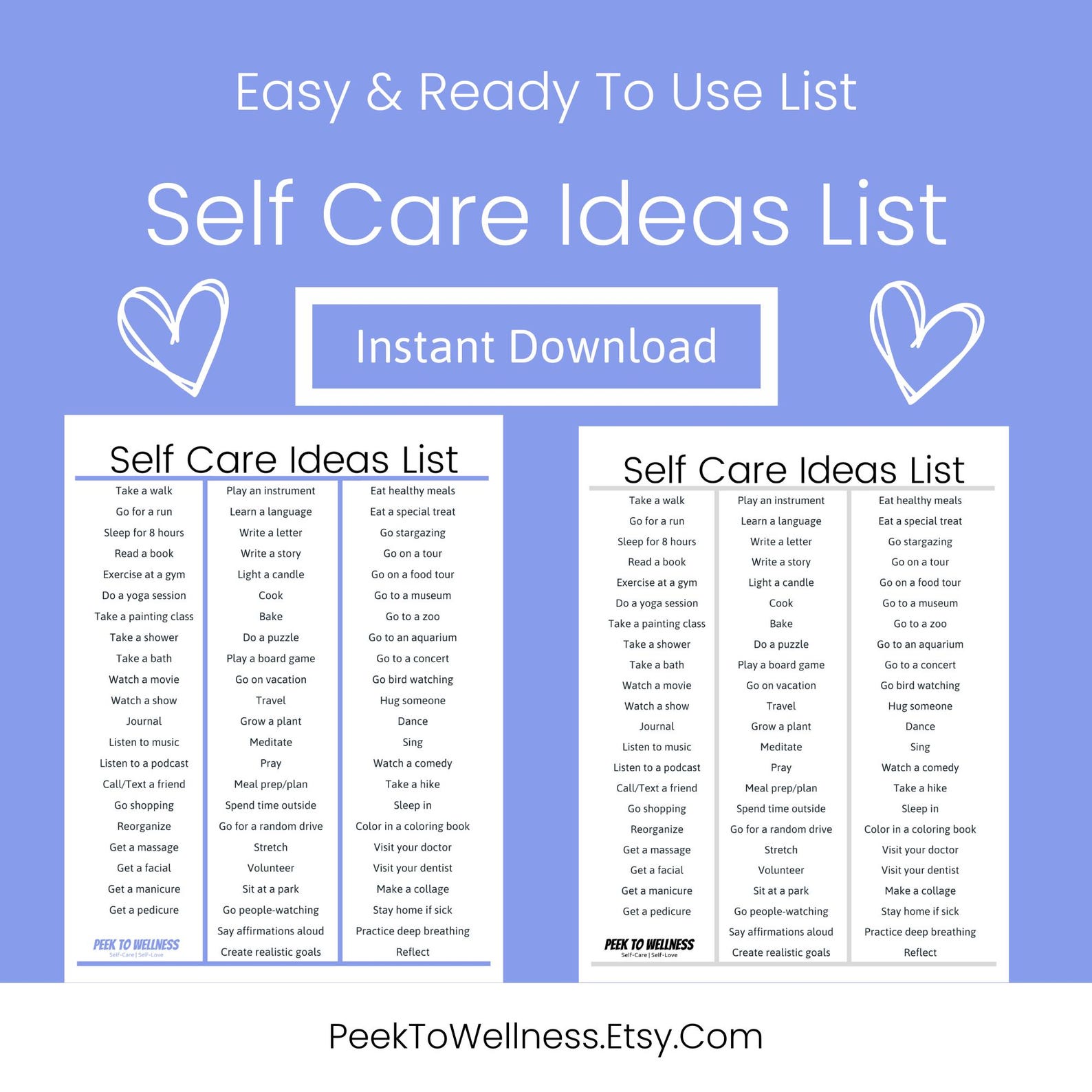 Self Care Ideas List, Self Love, Mental Health, Wellness | Mindfulness ...