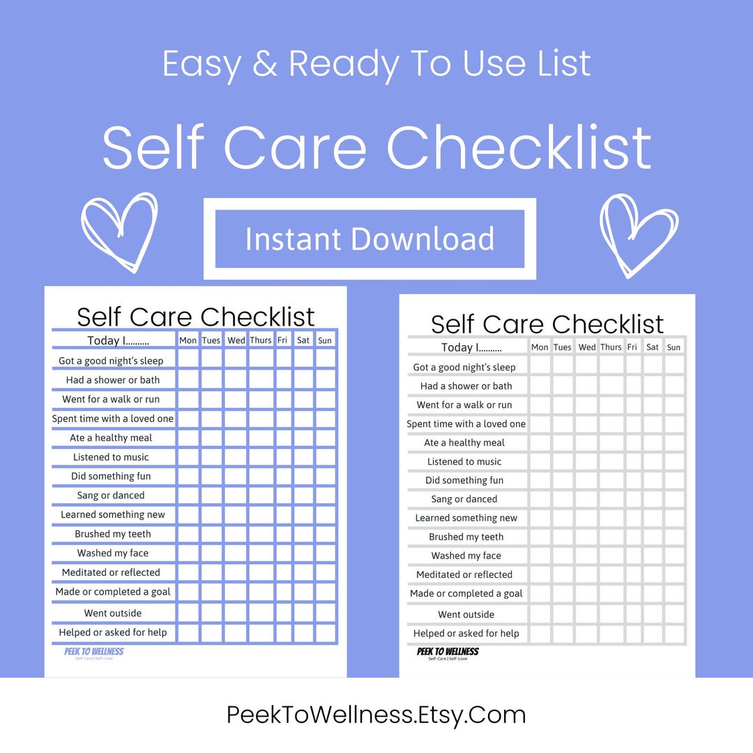 Self Care Checklist, Self Love, Mental Health, Wellness | Mindfulness ...