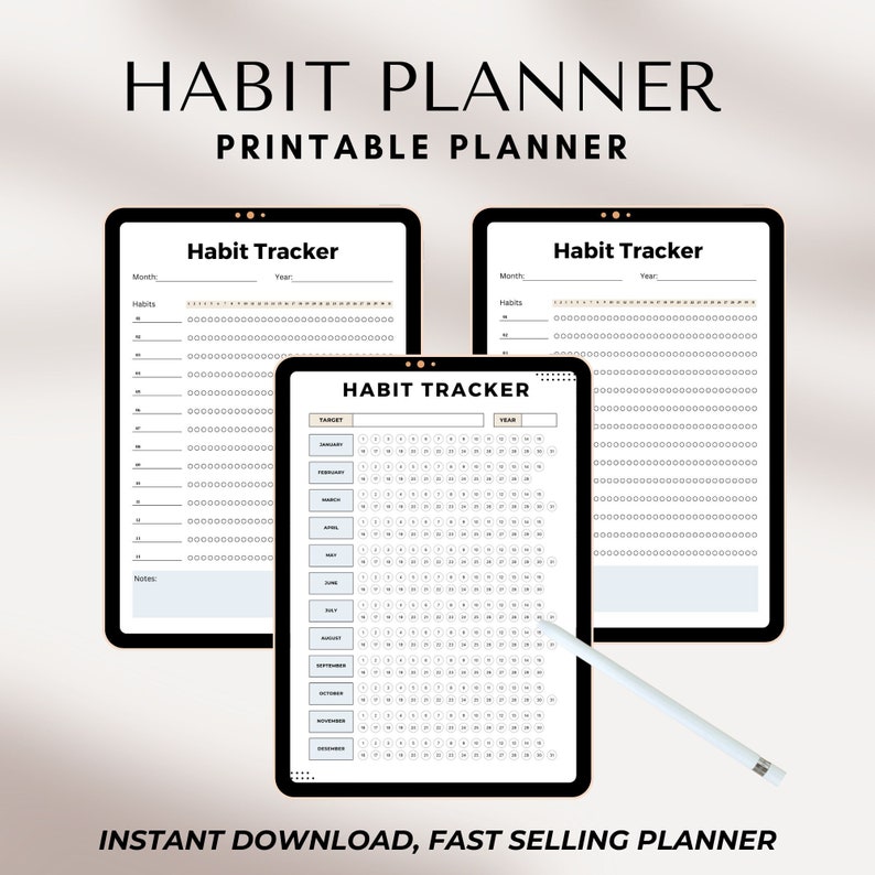 Habit Tracker Printable, Habit Tracker Template, Routine Tracker, 7 Day ...