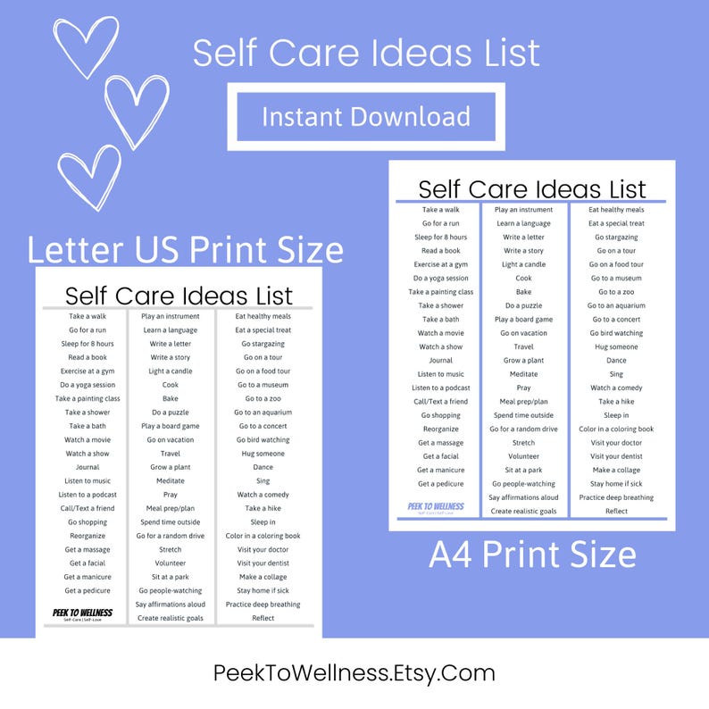 Self Care Ideas List, Self Love, Mental Health, Wellness | Mindfulness ...