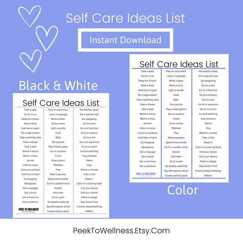 Self Care Ideas List, Self Love, Mental Health, Wellness | Mindfulness ...